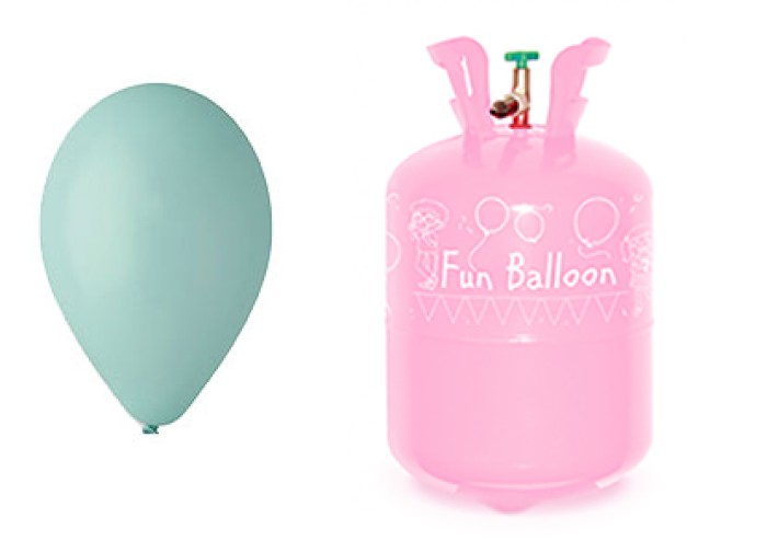 Helium kit - Helium inkl. 30 stk. aqua balloner