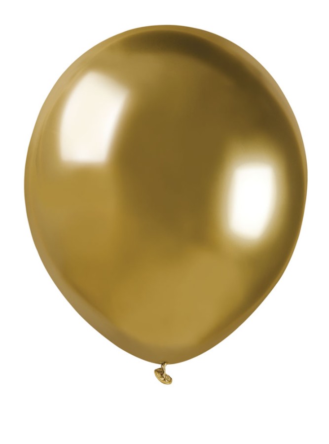 13 cm mini dekorationsballon i guld chrome - latex balloner