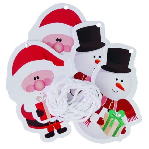 Bordkort - gavemærker julemand & snemand - på lager